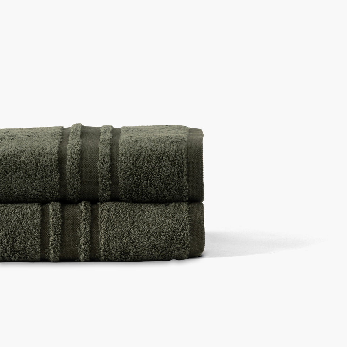 Serviette de bain en coton Lola II - Vert kaki | Carré Blanc Canada